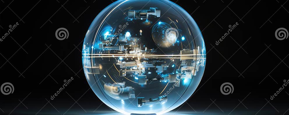 Artificial Translucent Sphere from Glass. Inteligence Technology Age ...