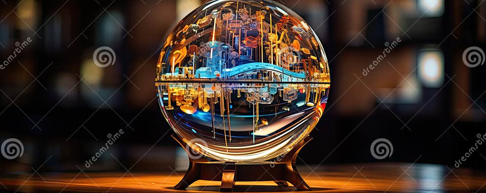 Artificial Translucent Sphere from Glass. Inteligence Technology Age ...