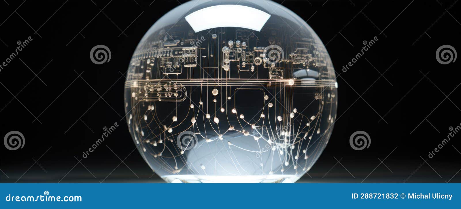 Artificial Translucent Sphere from Glass. Inteligence Technology Age ...