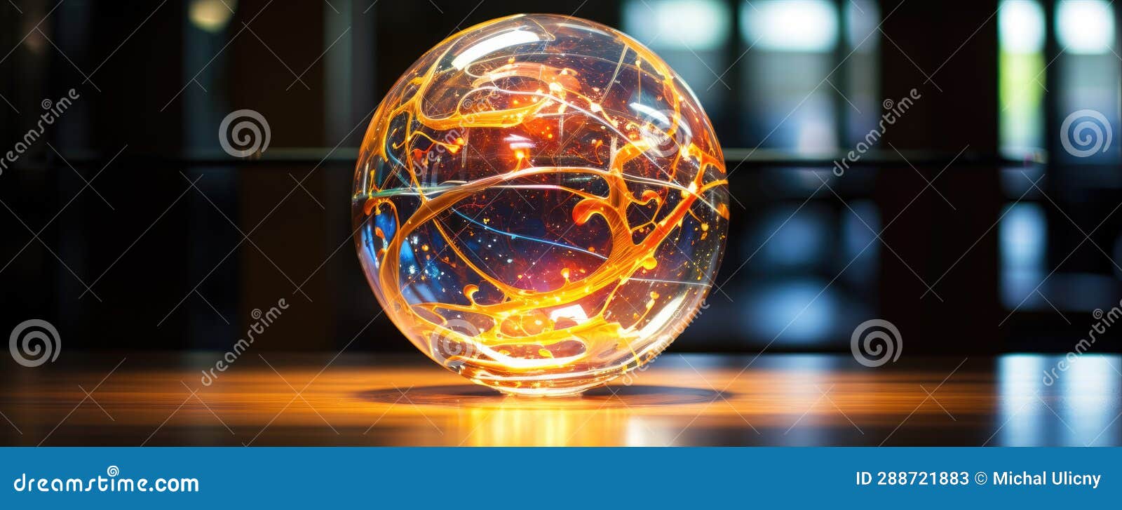 Artificial Translucent Sphere from Glass. Inteligence Technology Age ...