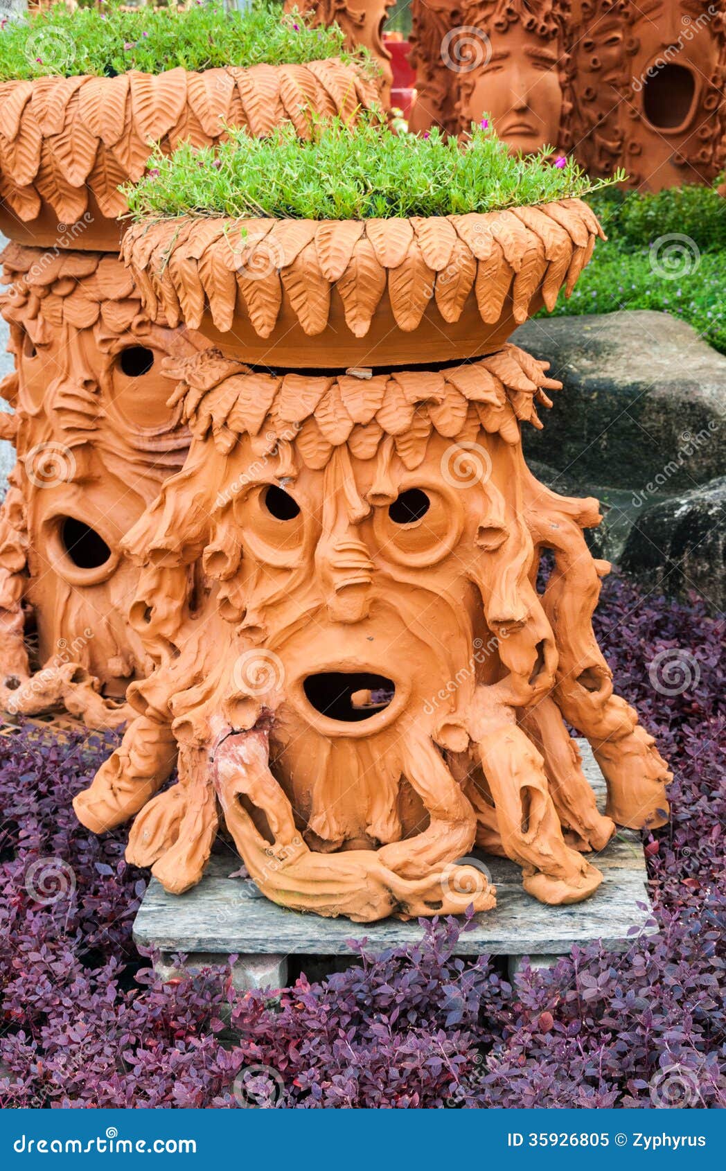 Artificial Tree Pot Look Like Human Face Stock Image - Image of human ...