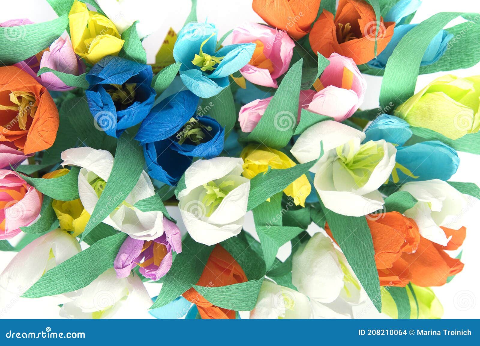 Artificial Tulip Flower Texture, Upper View, Colored Paper Flowers ...