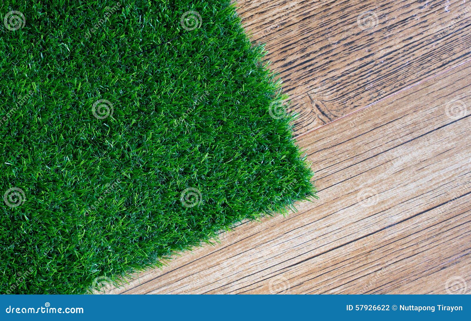 Artificial Turf on Wood Tile Stock Photo - Image of green, wall: 57926622