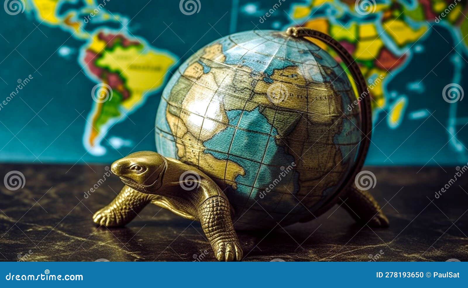 Artificial Turtle. Turtle Shell As a Globe, Planet Earth. Alternate ...