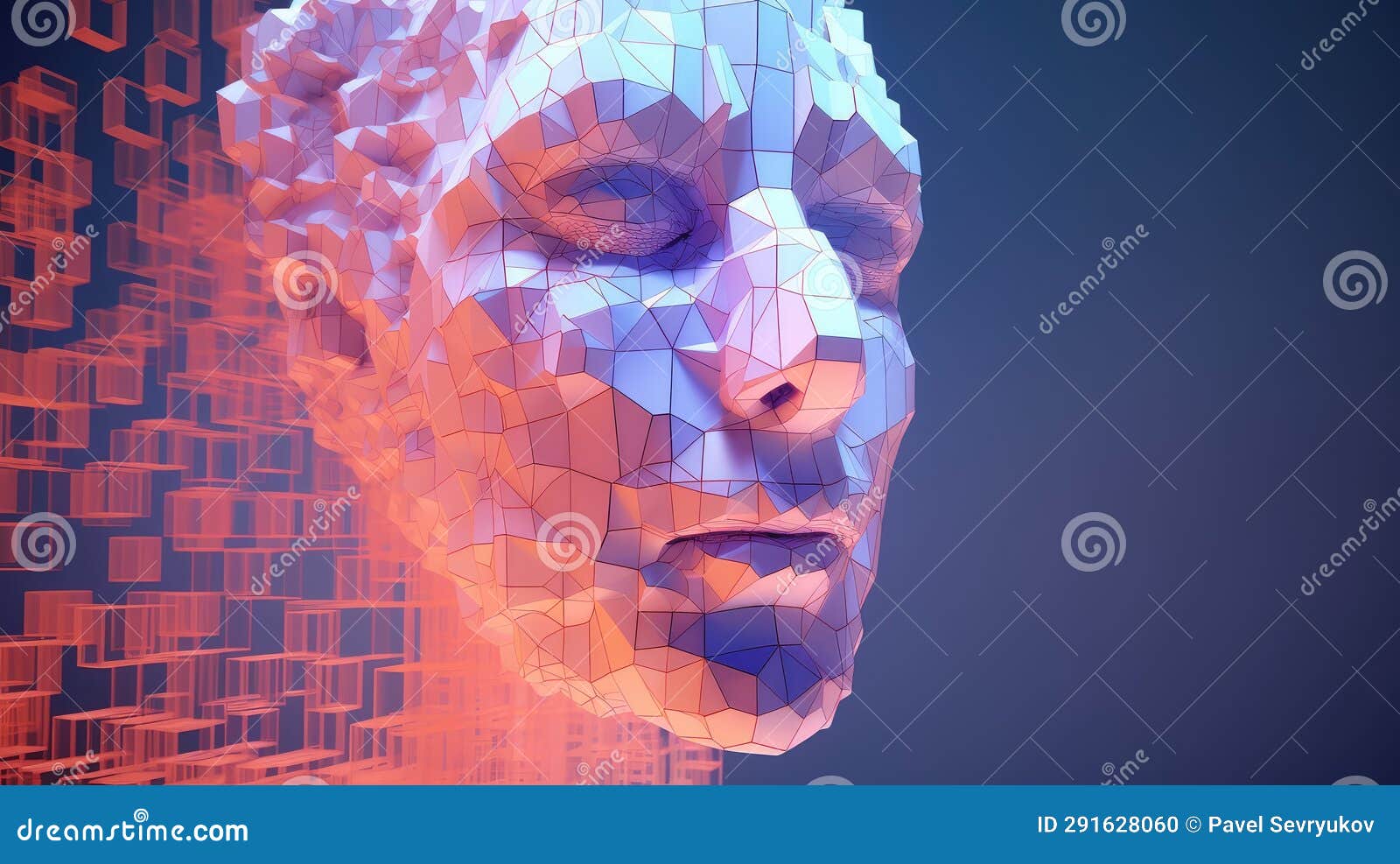 Artificial Voxel Human Head Stock Illustration - Illustration of ...