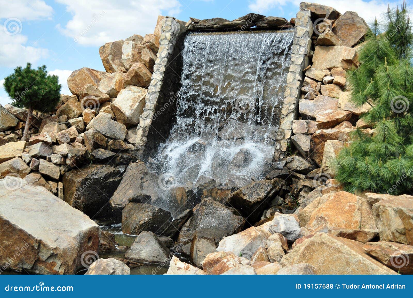 Artificial waterfall stock photo. Image of green, fall - 19157688