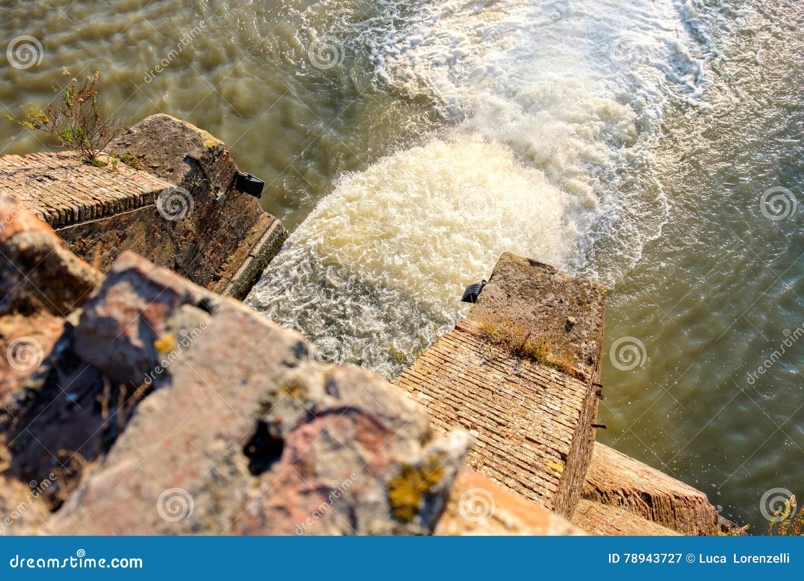 Waterfall Above The Valley With Fog And Rocks Stock Photo ...