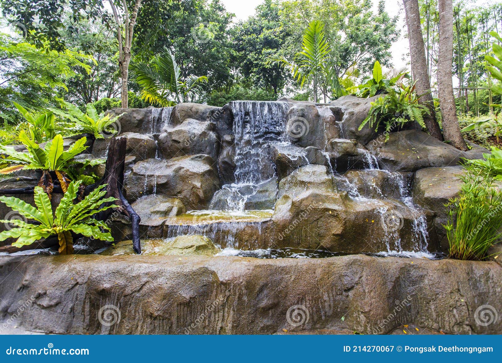 Artificial waterfall stock image. Image of landscape - 214270067