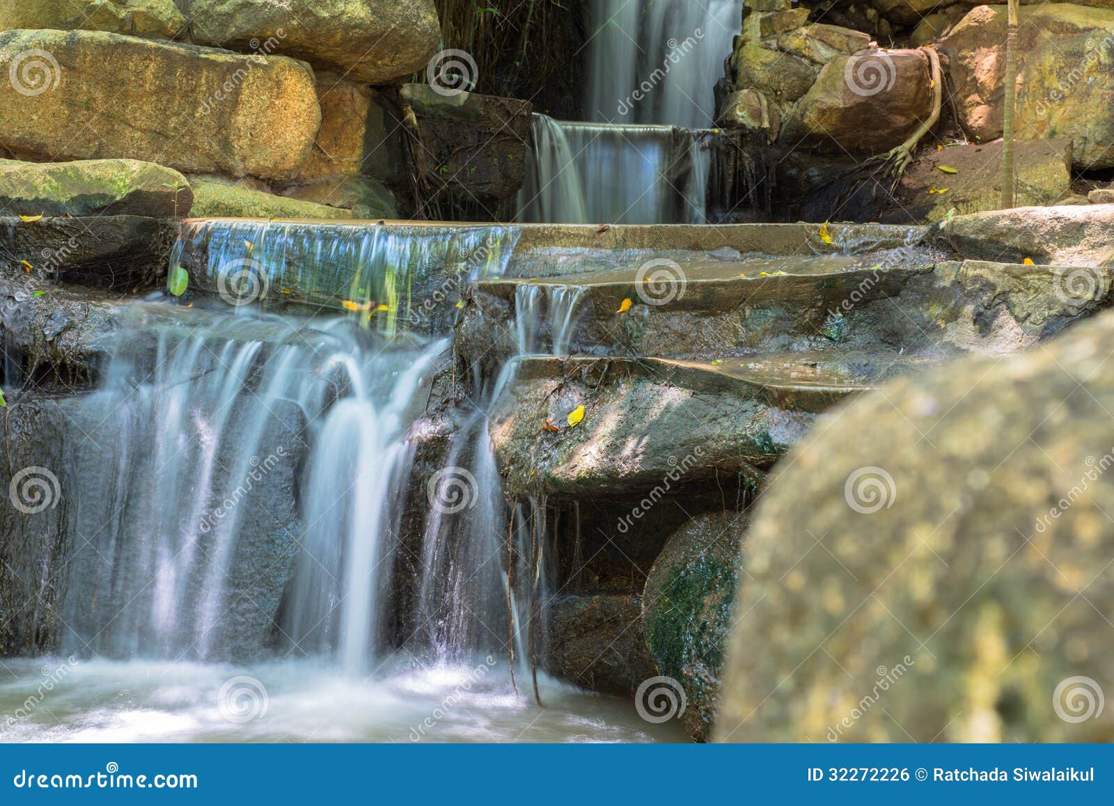 Artificial waterfall stock photo. Image of peaceful, pool - 32272226