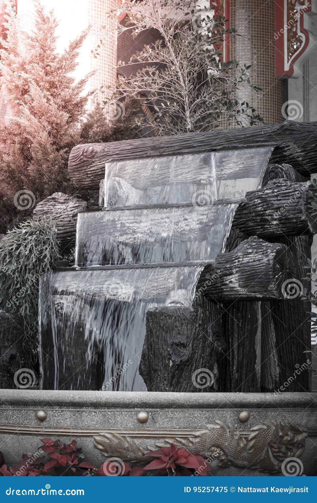 Artificial Waterfall Detail Stock Image - Image of black, splash: 95257475