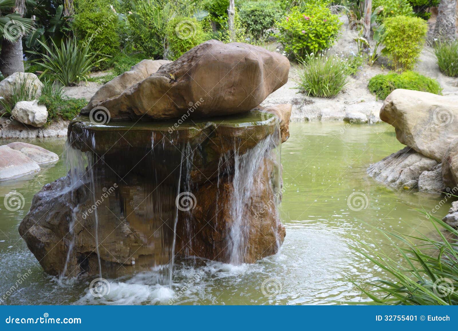 Artificial Waterfall stock image. Image of flower, resort - 32755401