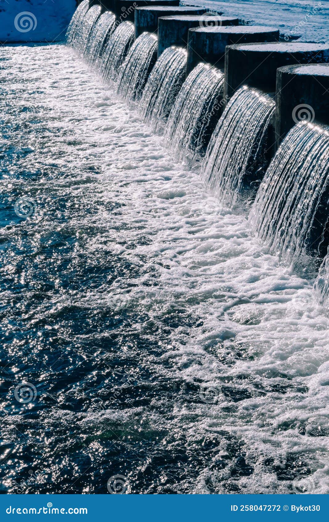 Artificial Waterfall in the Park. Streams of Water Stock Photo - Image ...