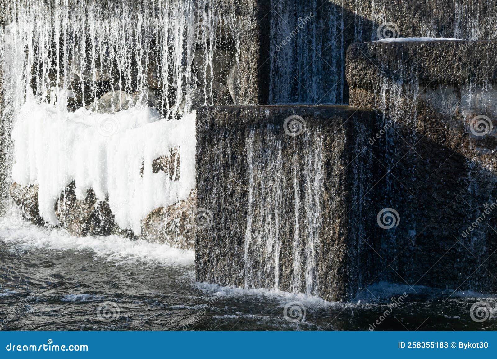 Artificial Waterfall in the Park. Streams of Water Stock Image - Image ...