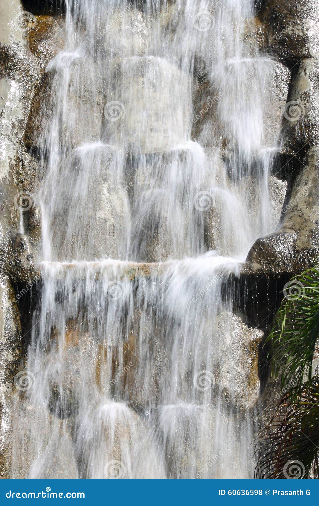 Artificial waterfall stock photo. Image of rocks, park - 60636598
