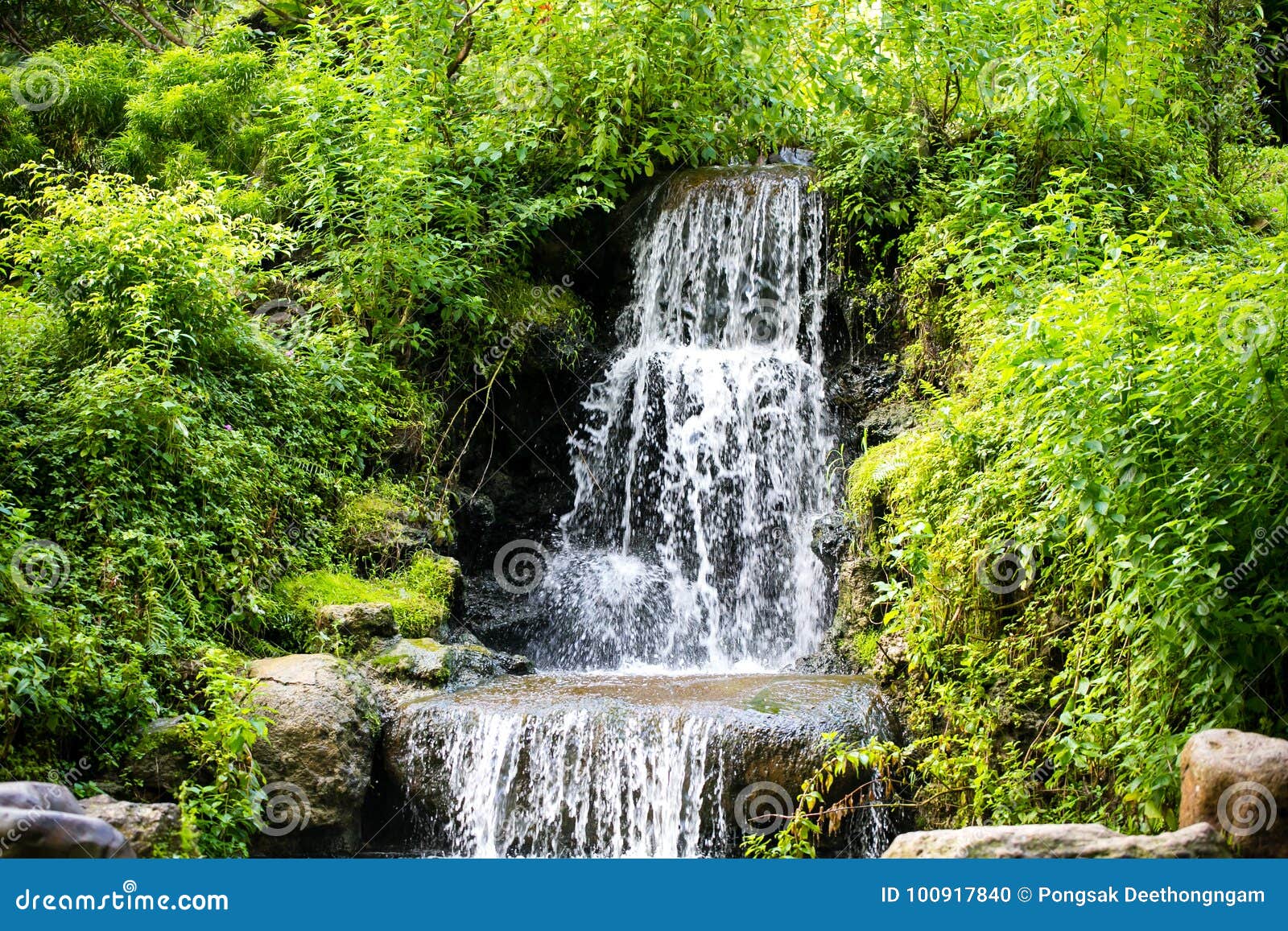 Artificial waterfall stock photo. Image of scenery, summer - 100917840