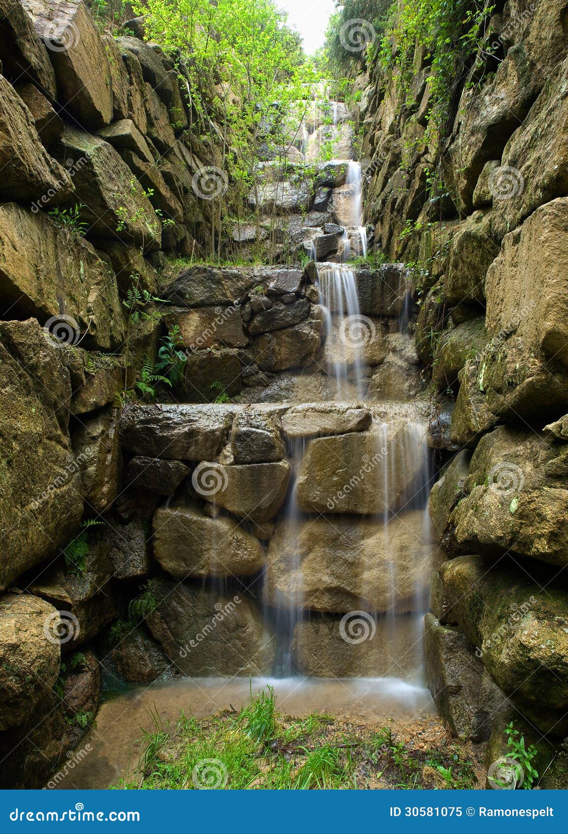 Artificial Waterfall in Vertical Composition Stock Image - Image of ...