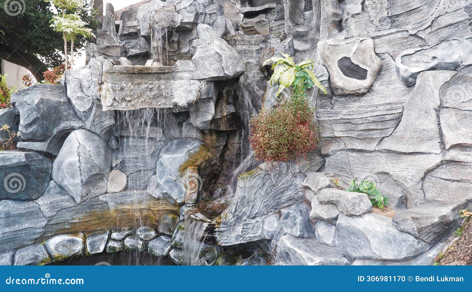 Artificial Waterfall Wall Decoration Made of Concrete Stock Photo ...