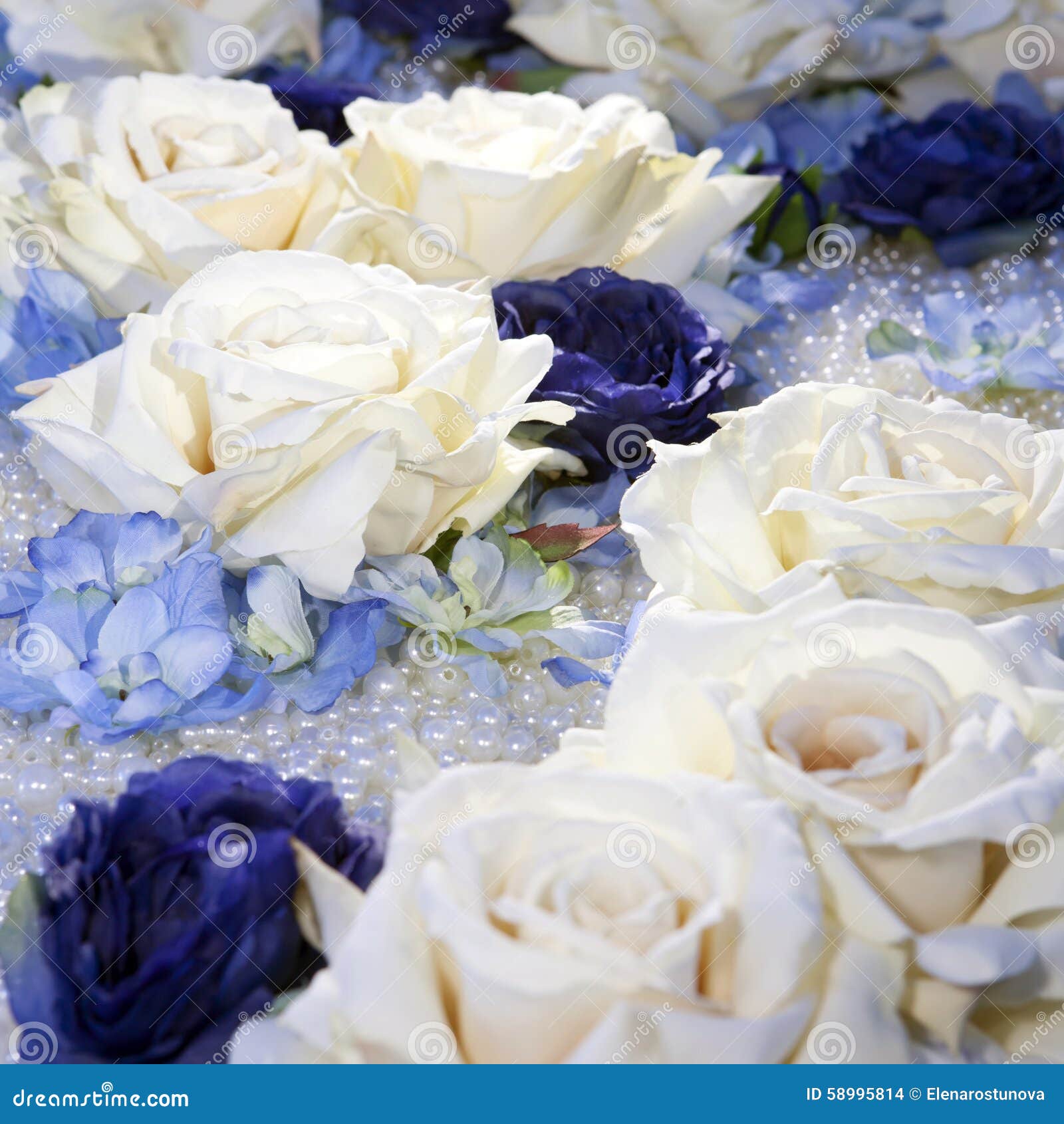 Artificial White and Blue Roses Stock Photo - Image of bead, roses ...