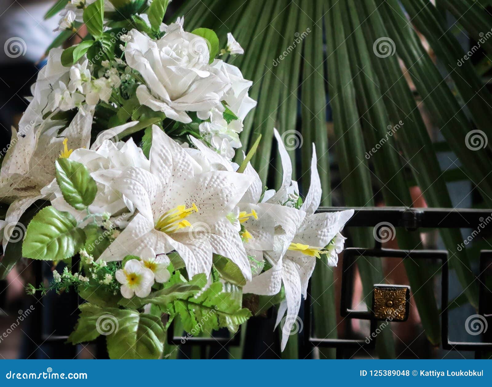 Artificial White Lilly and Rose Stock Photo - Image of artificial ...