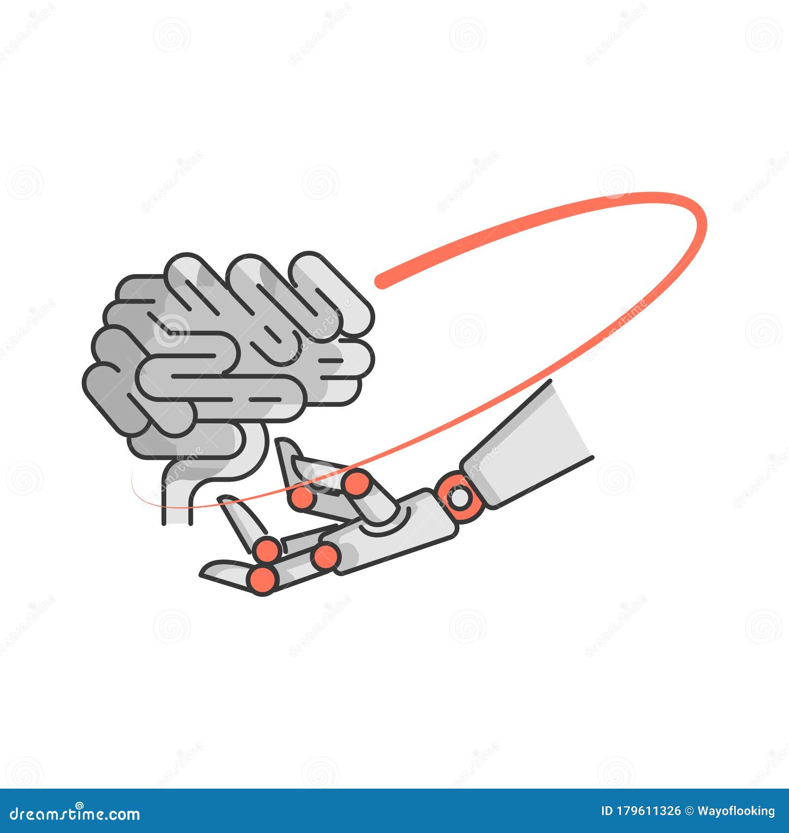 Robot Android Hand Hold Human Brain. Creative Idea Future Mind ...