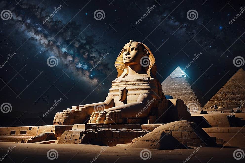 Artificially Generated Nighttime Scene of the Great Sphinx of Giza ...