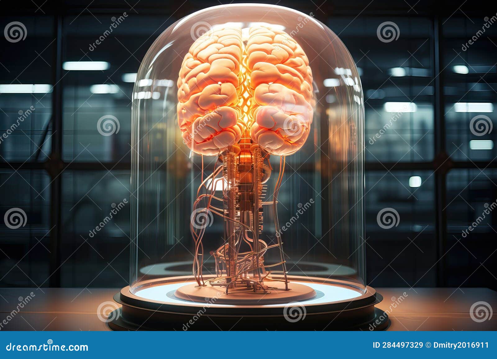 Artificially Grown Human Brain in a Glass Flask. Stock Illustration ...