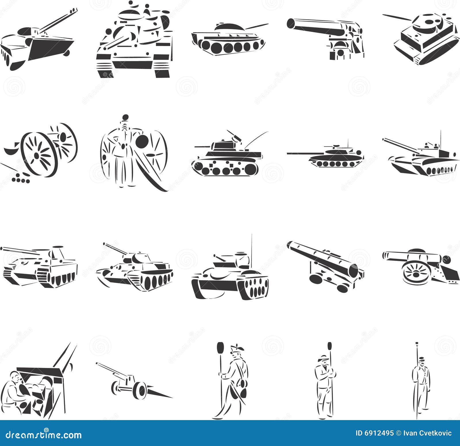 Artillery stock vector. Illustration of soldier, tank - 6912495