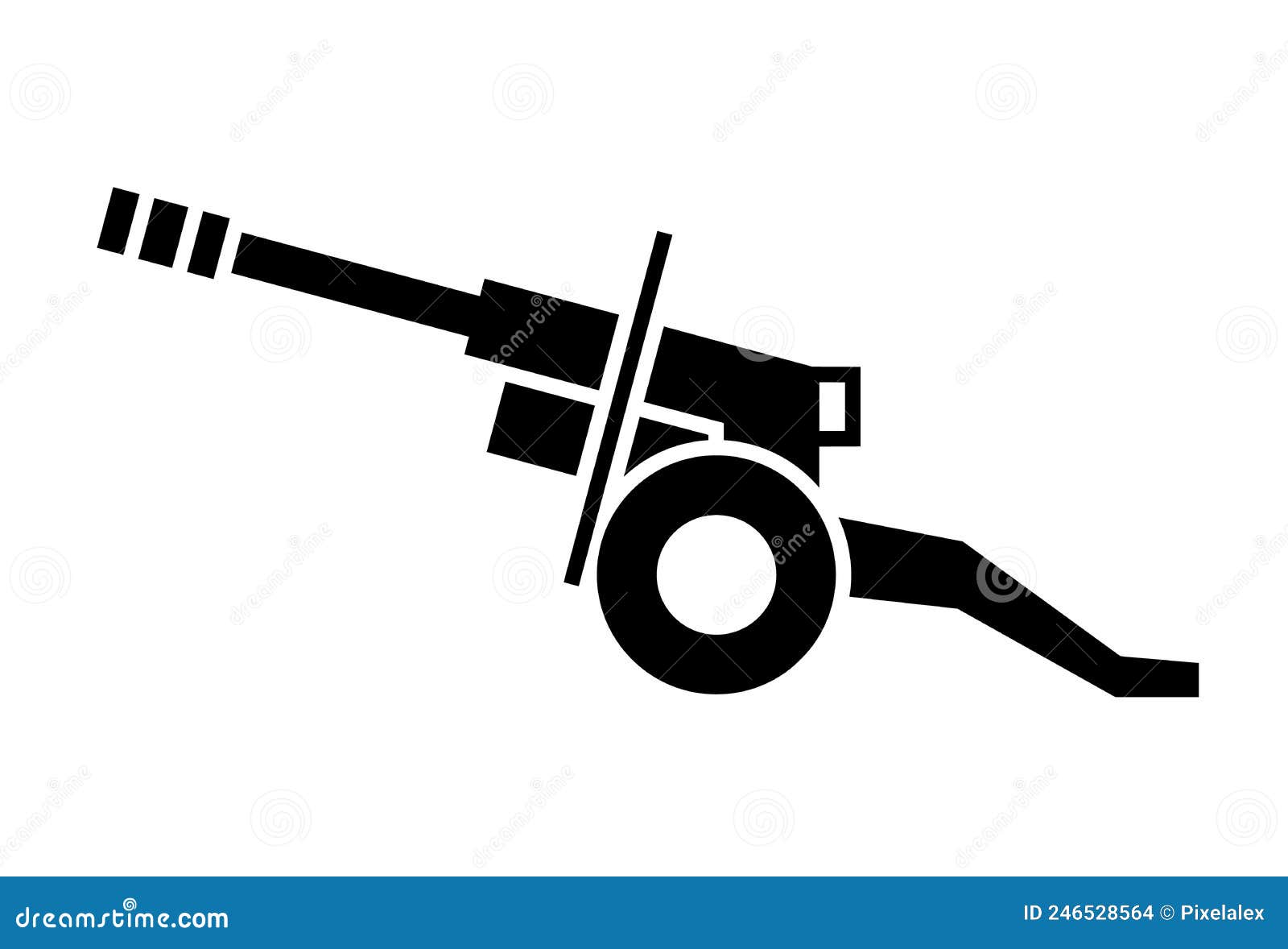 Artillery Black Vector Icon. Howitzer Stock Vector - Illustration of ...
