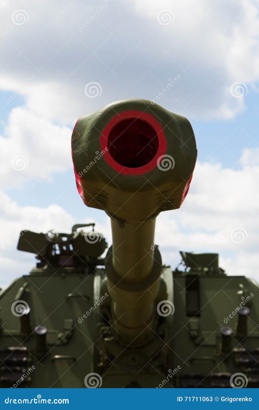 Artillery Gun Barrel Against the Blue Sky Stock Image - Image of armor ...