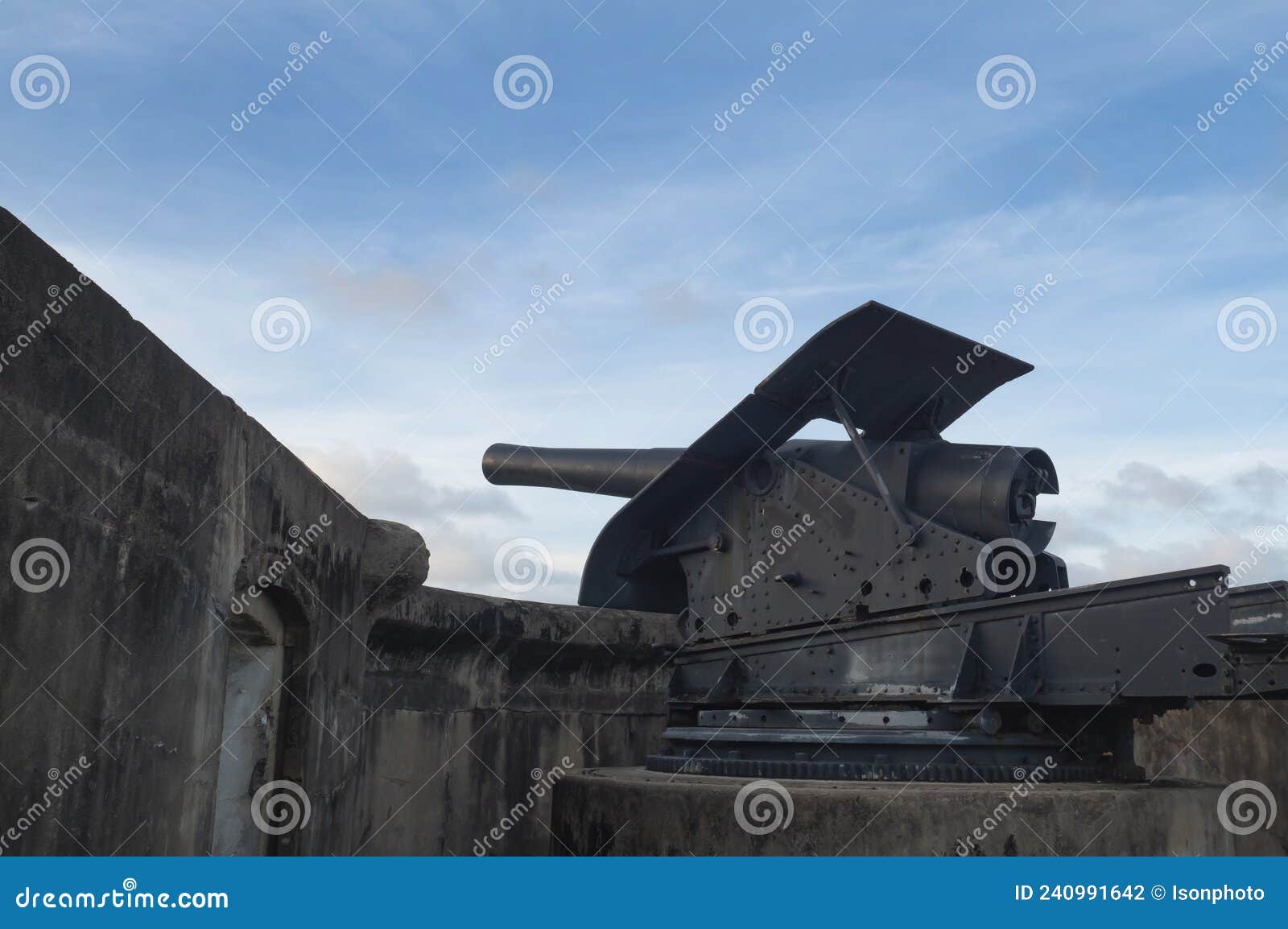 Artillery Gun with Sky Background Stock Photo - Image of coastal ...