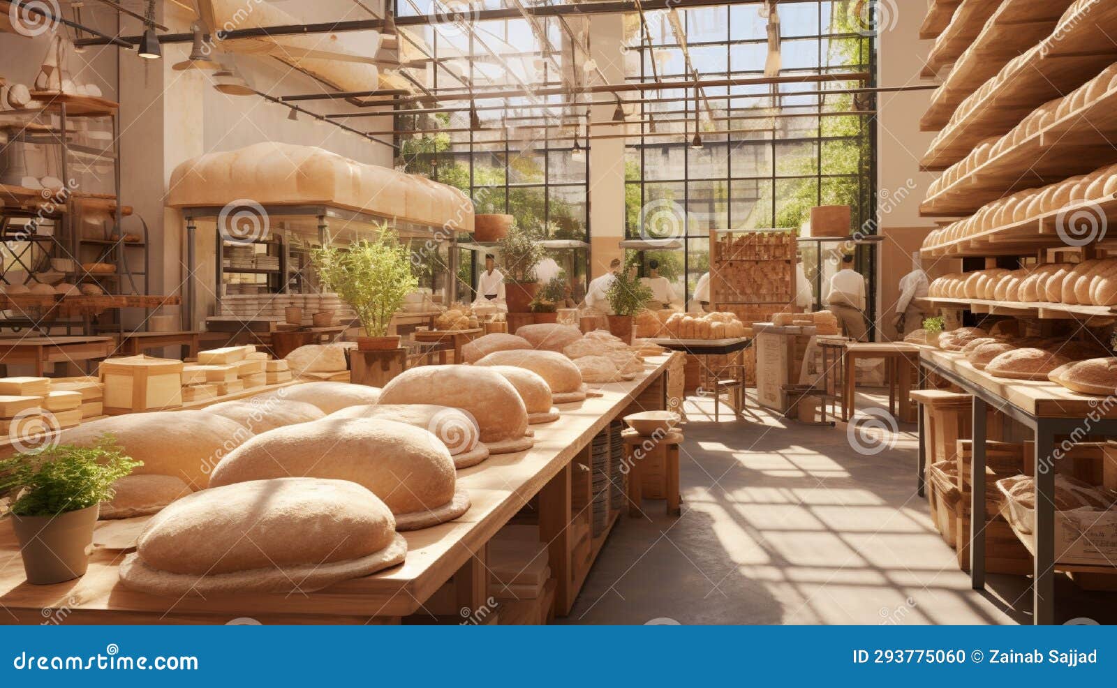 An Artisan Bakery Interior with an Open Kitchen Concept Stock ...