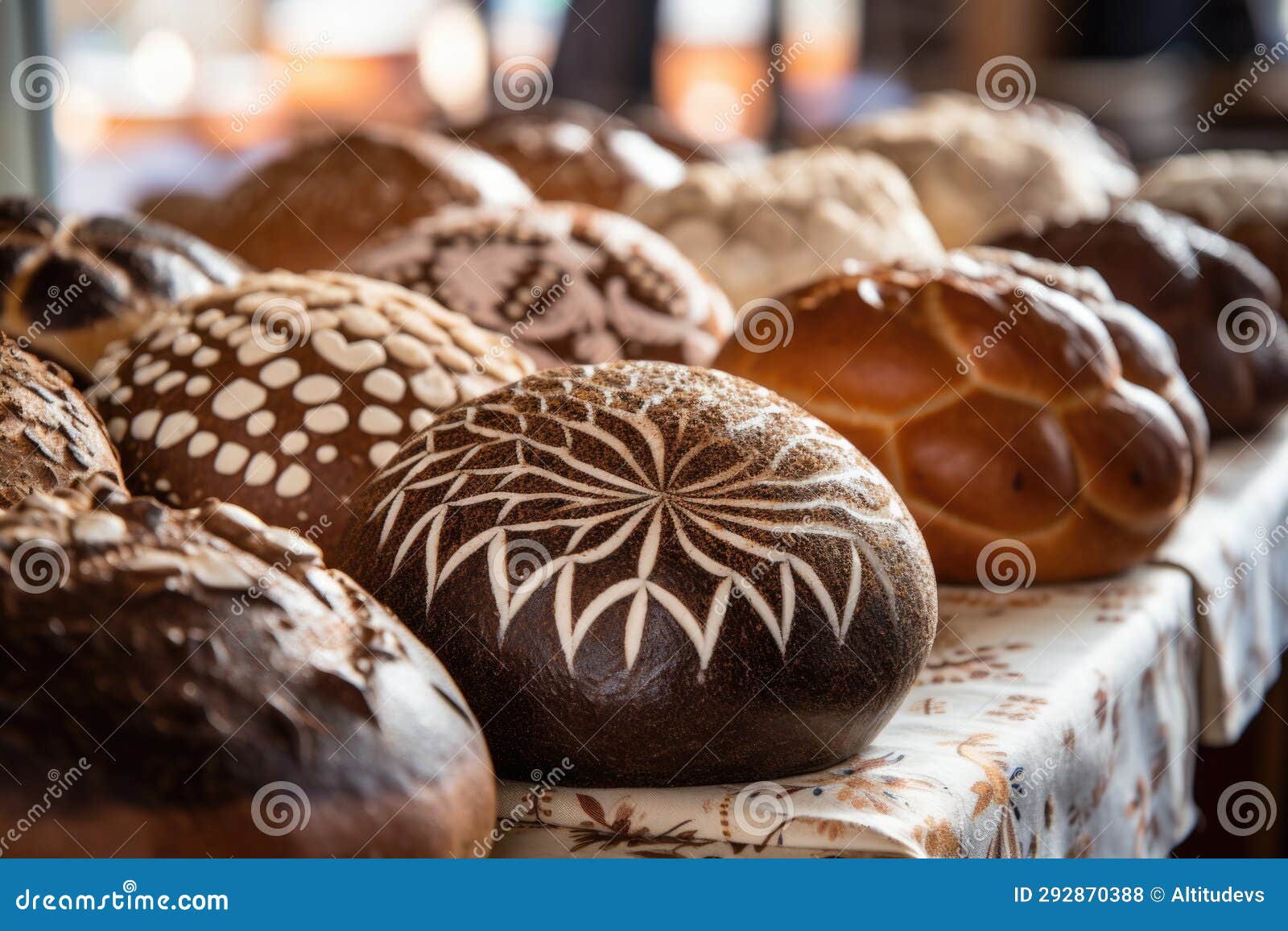 Artisan Bread with Handmade Patterns Stock Photo - Image of food, fresh ...
