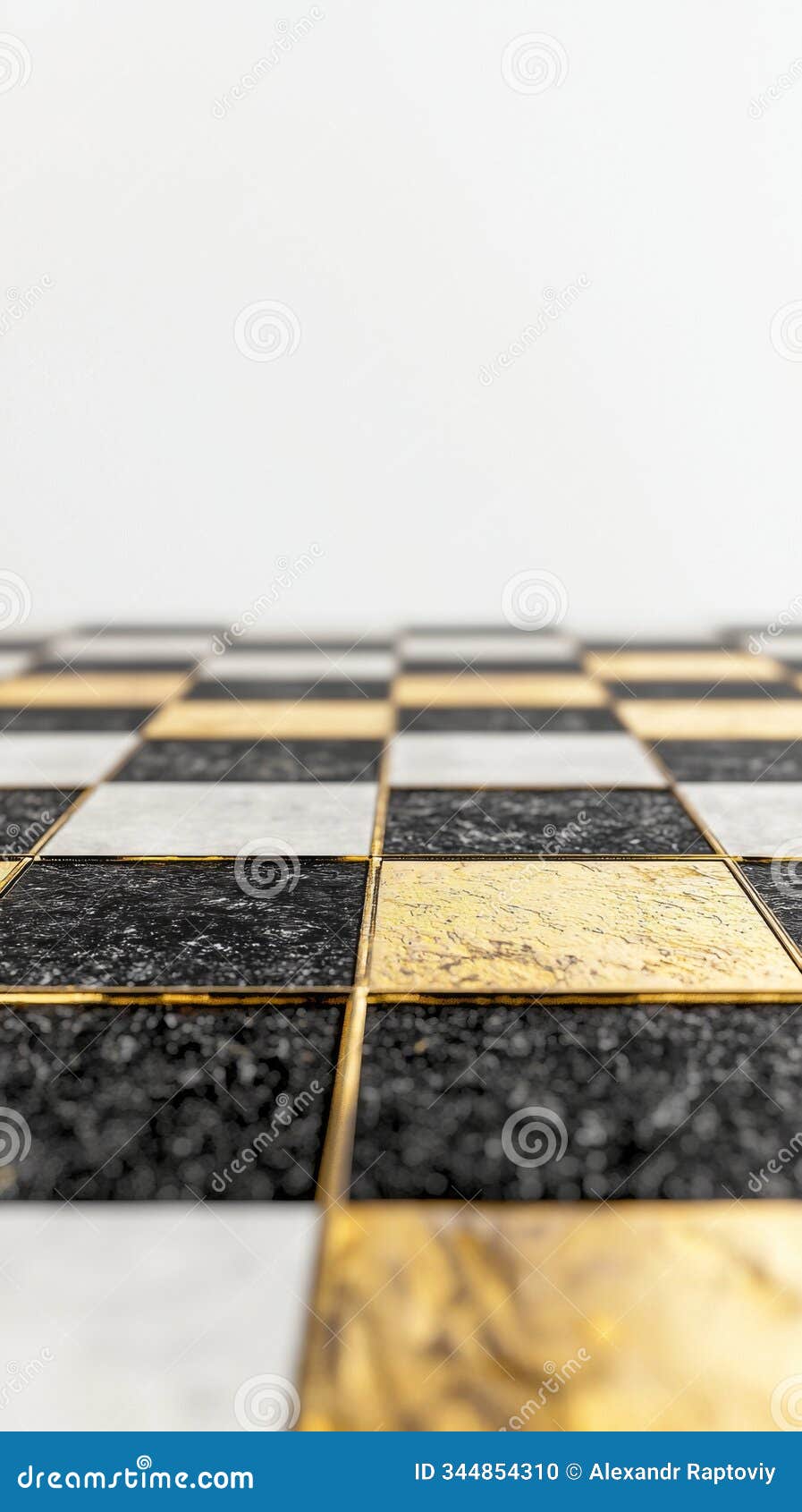 Artisan Checkerboard of Black, White, and Gold Tiles in a Minimal ...