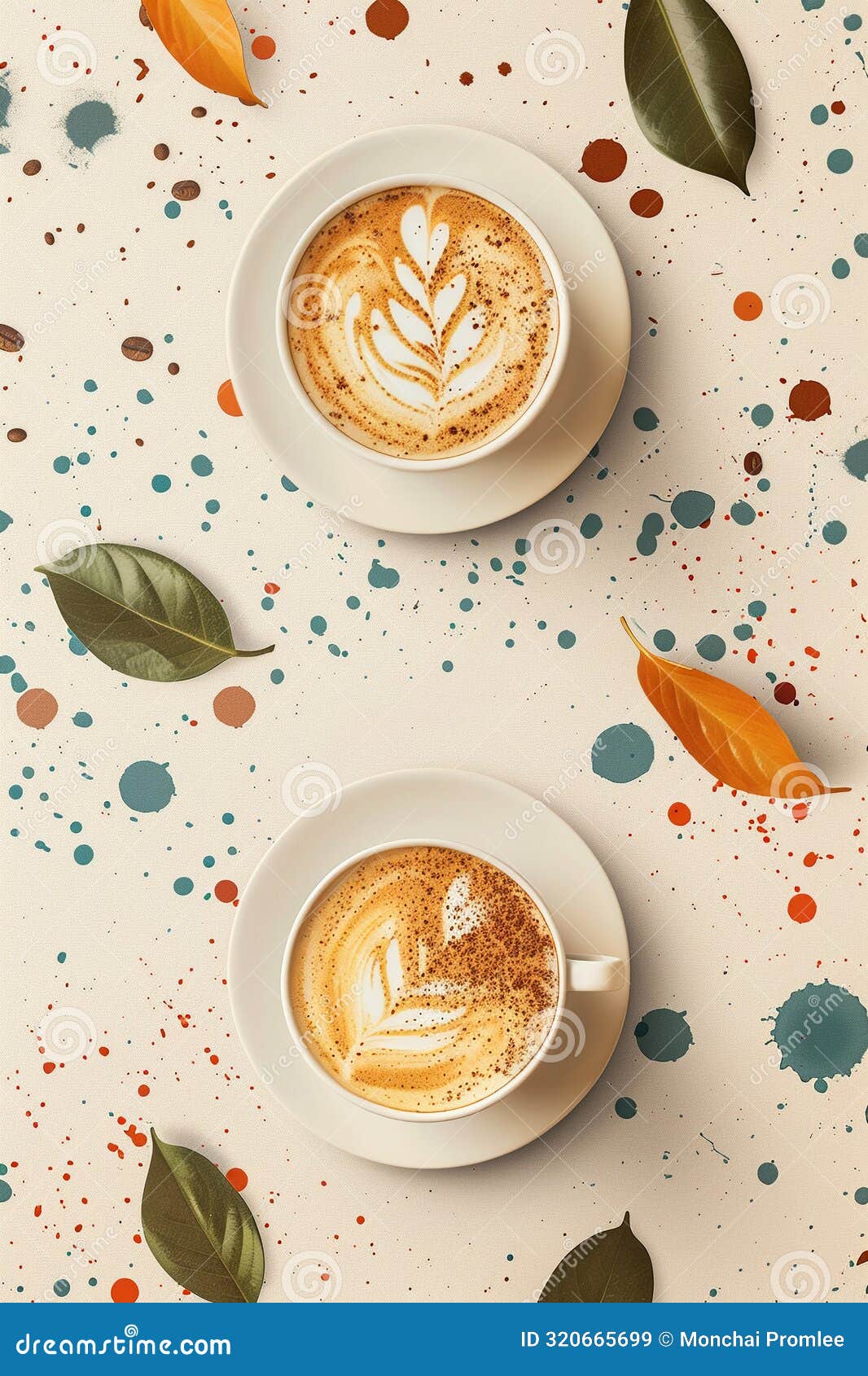 Artisan Coffee Textures Flat Design Top View Scandinavian Theme ...