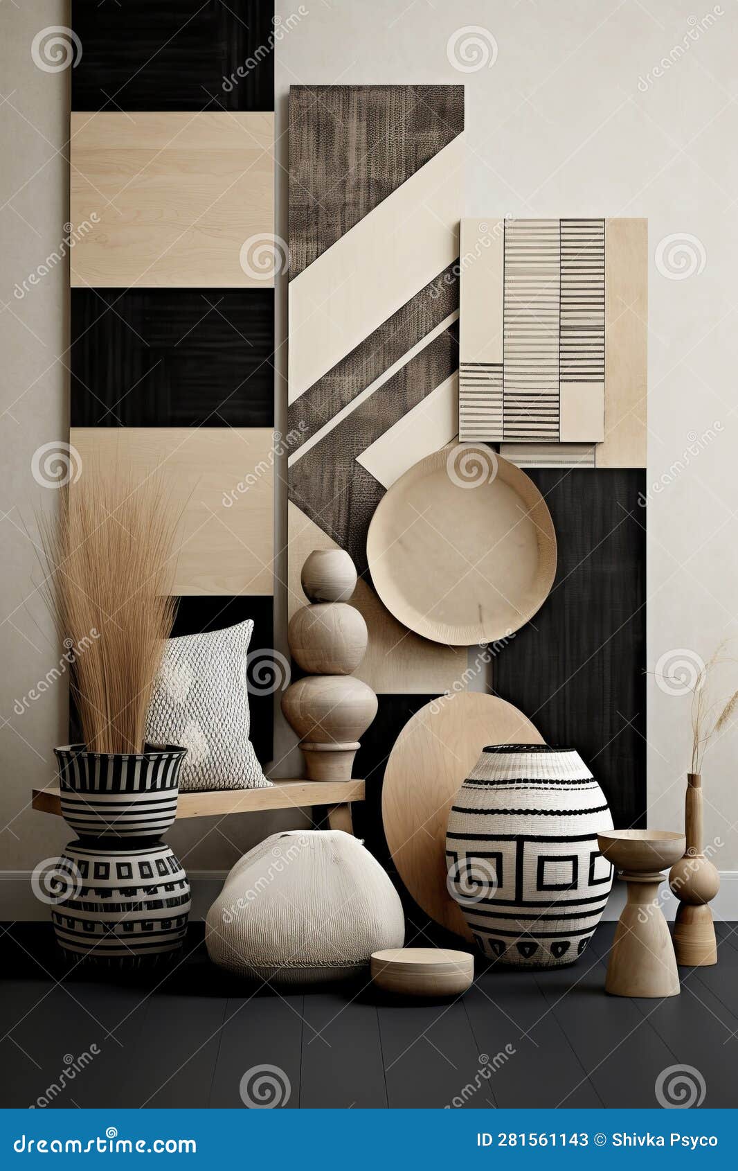 Artisan Geometric Modern Neutral Patterns Picture Generative AI Stock ...