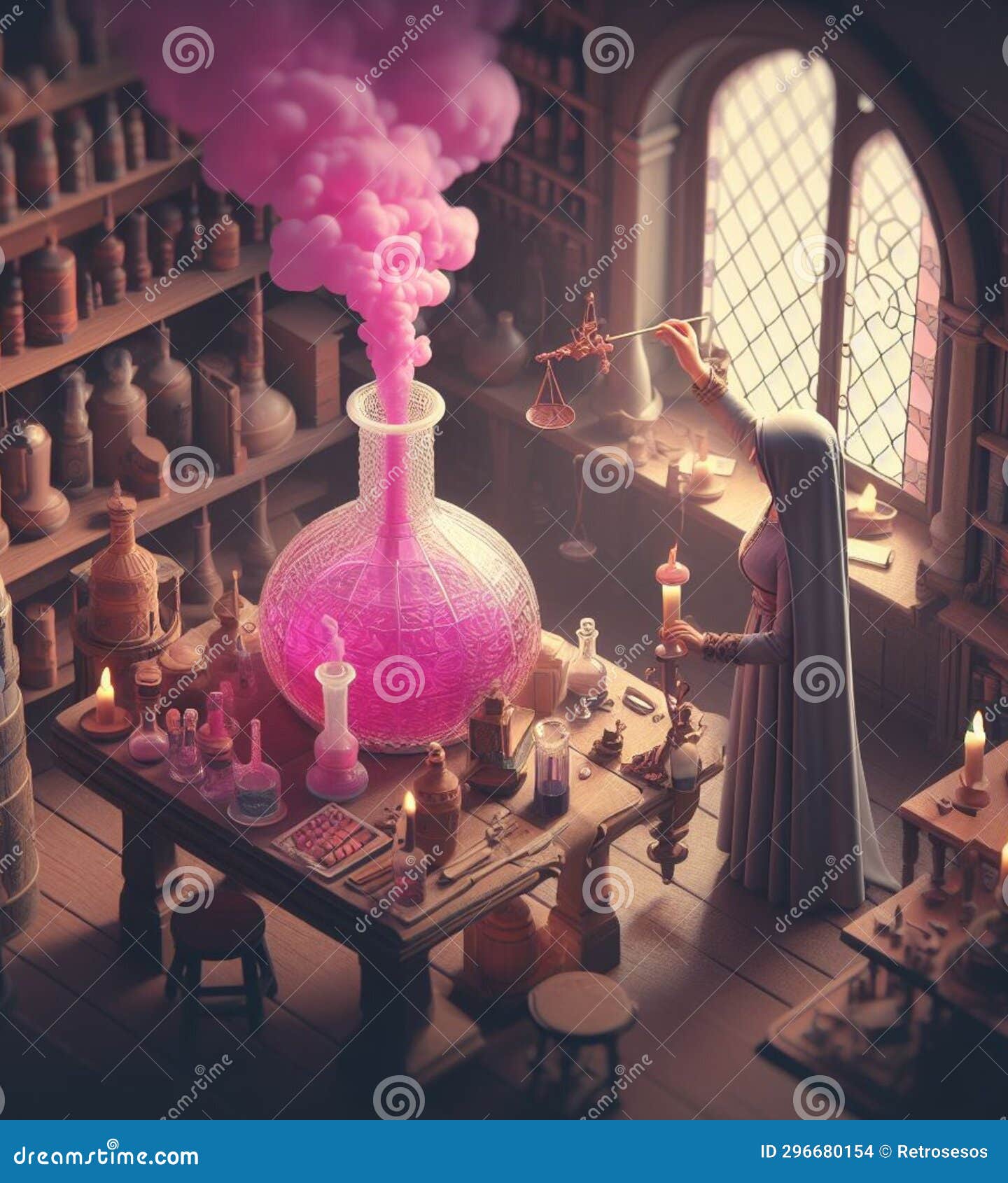 Artisan Perfume Elixir Potion Maker Pharmacist Preparing Product in ...