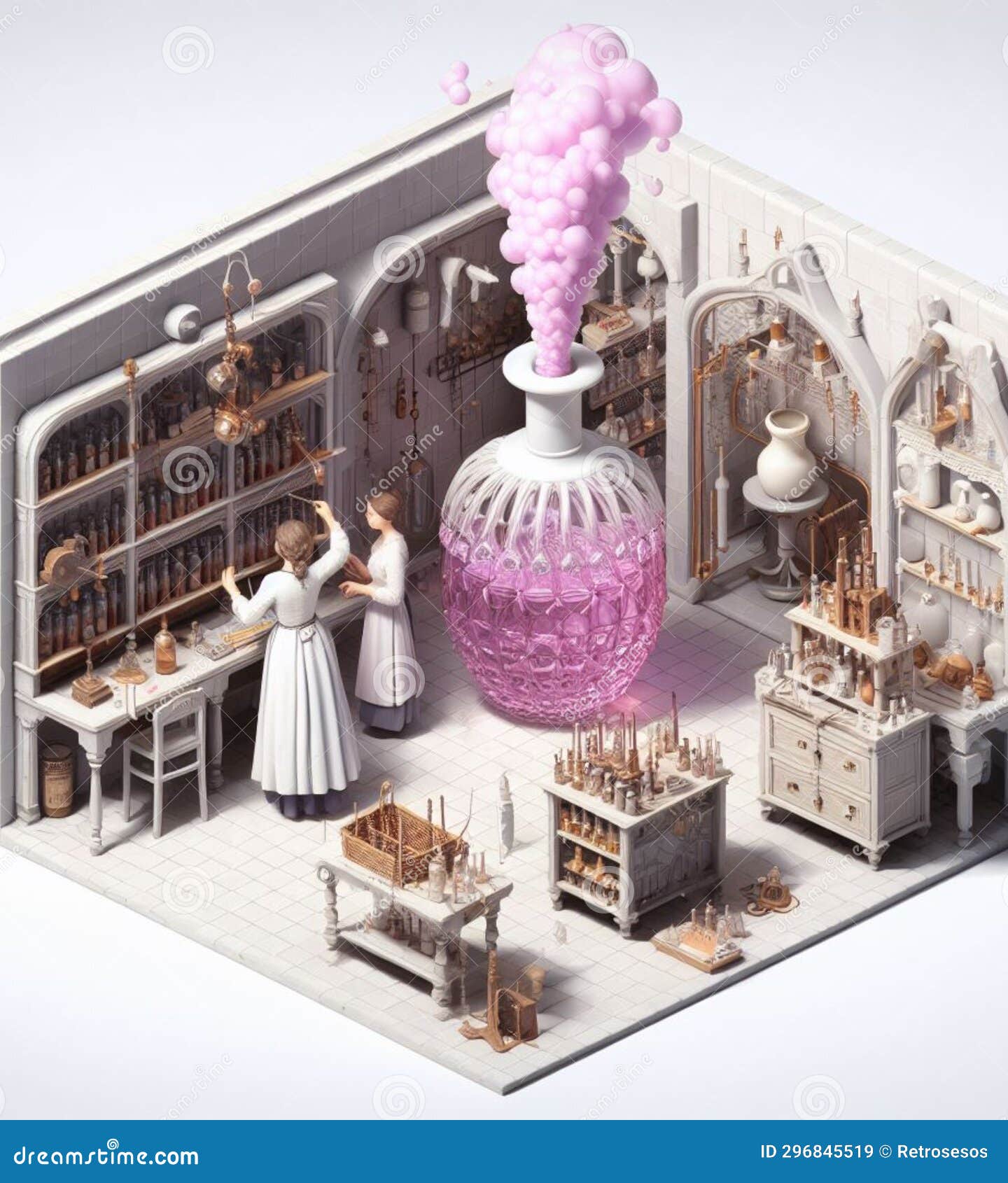 Artisan Perfume Elixir Potion Maker Pharmacist Preparing Product in ...