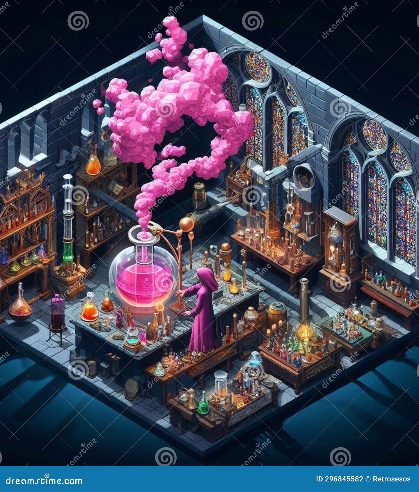 Artisan Perfume Elixir Potion Maker Pharmacist Preparing Product in ...