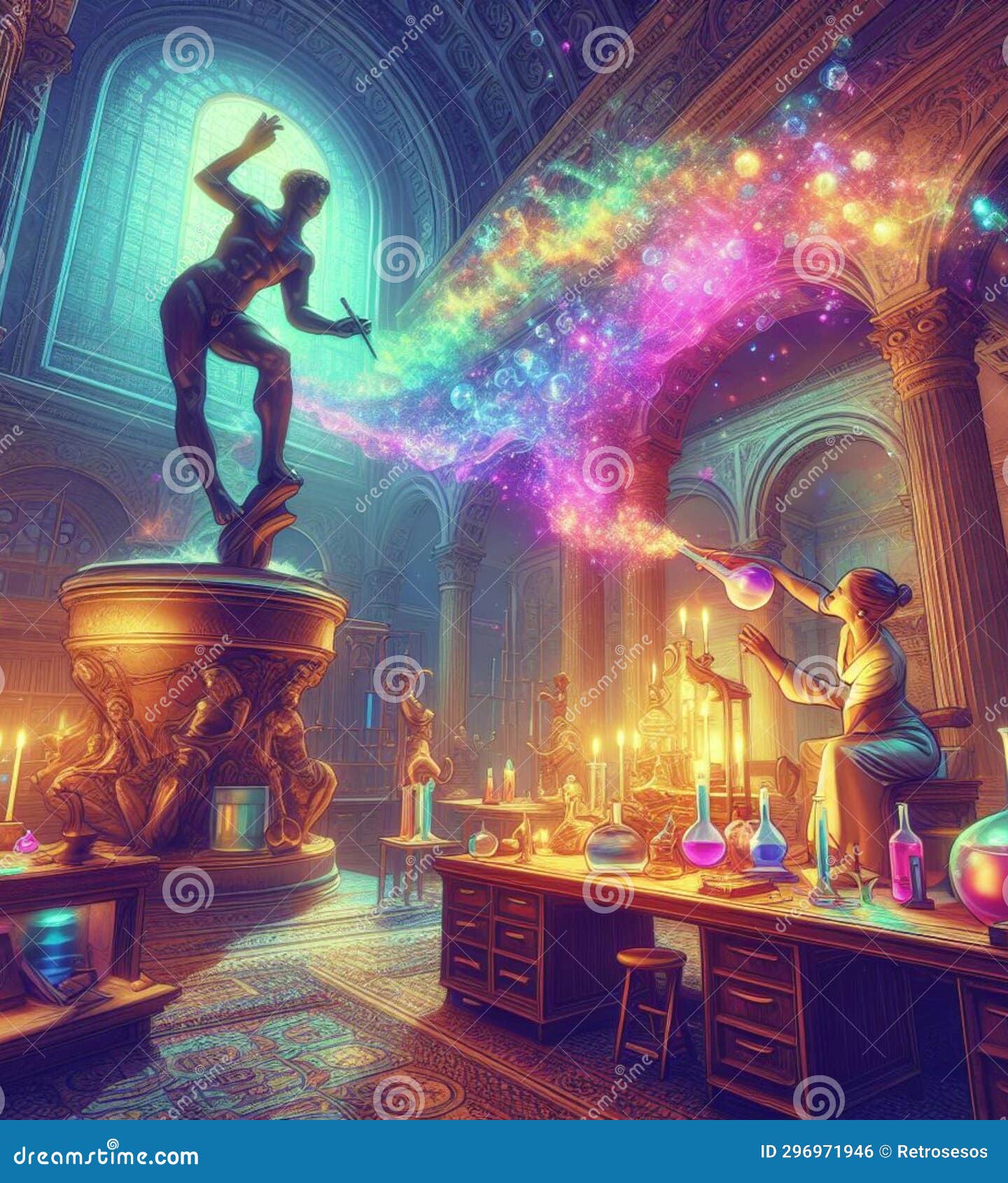 Artisan Perfume Elixir Potion Maker Pharmacist Preparing Product in ...