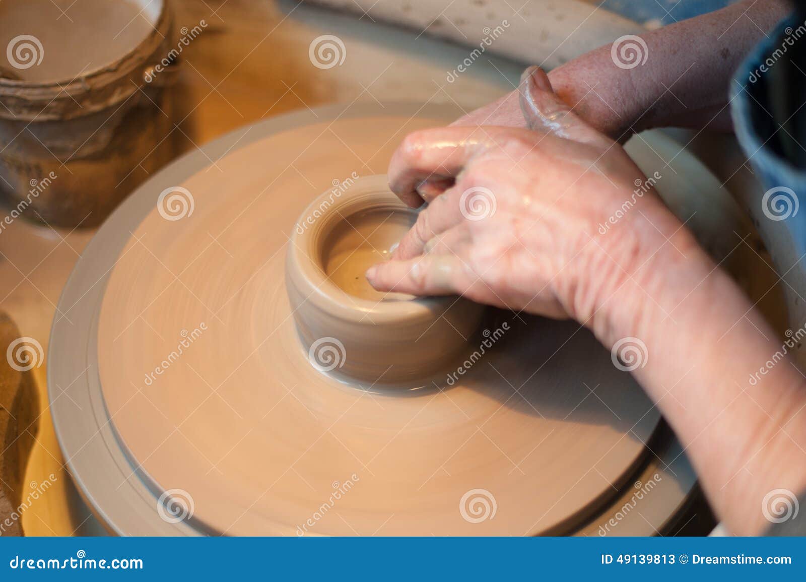 Artisan Potter Throwing a Pot Stock Image - Image of dexterity, closeup ...
