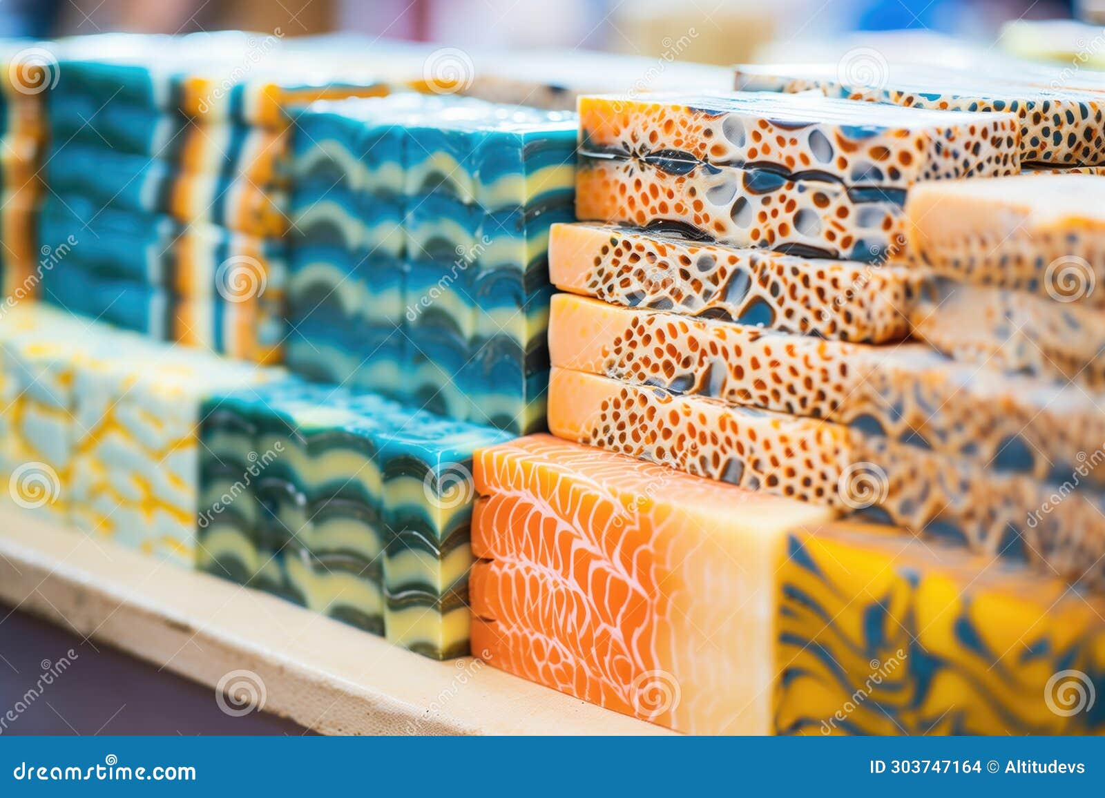 Artisan Soaps Stacked in a Neat Pattern Stock Illustration ...