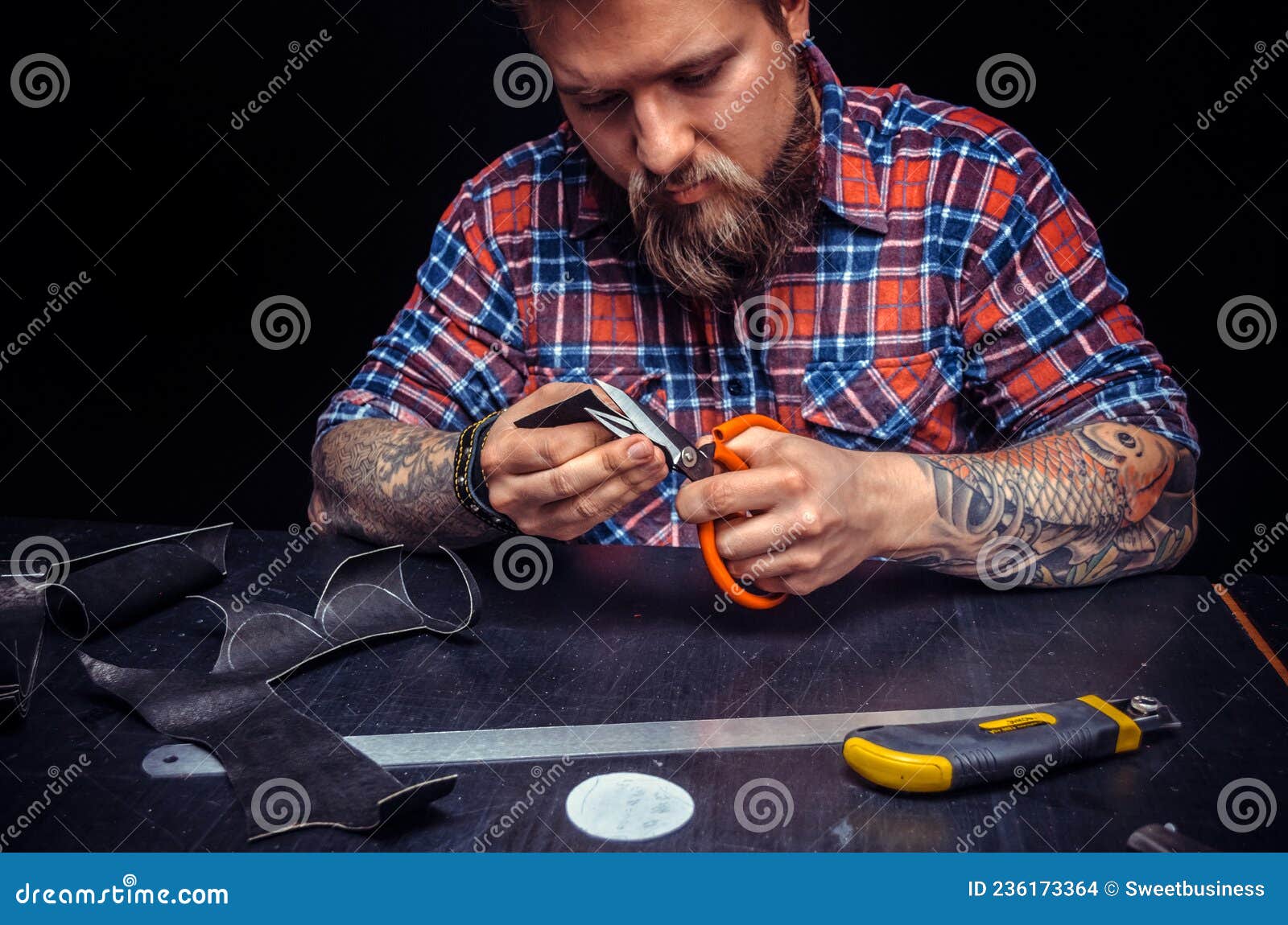 Handyman Focusing on His Work Stock Photo - Image of currier, handmade ...