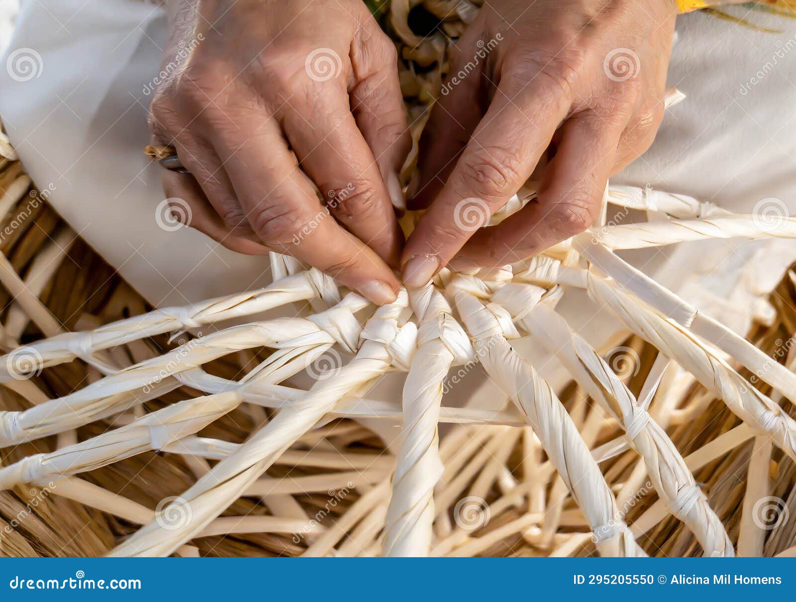 Artisan Working on Basketry, Straw Baskets. Traditional Crafts ...