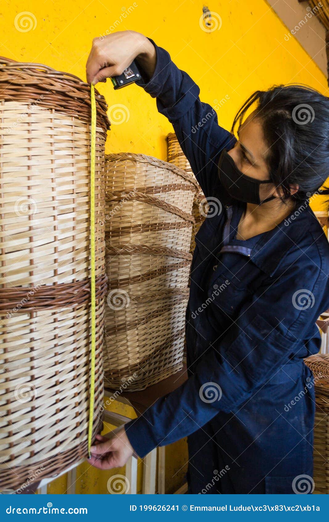 Artisan Working in Wicker and Carpentry Stock Image - Image of ...