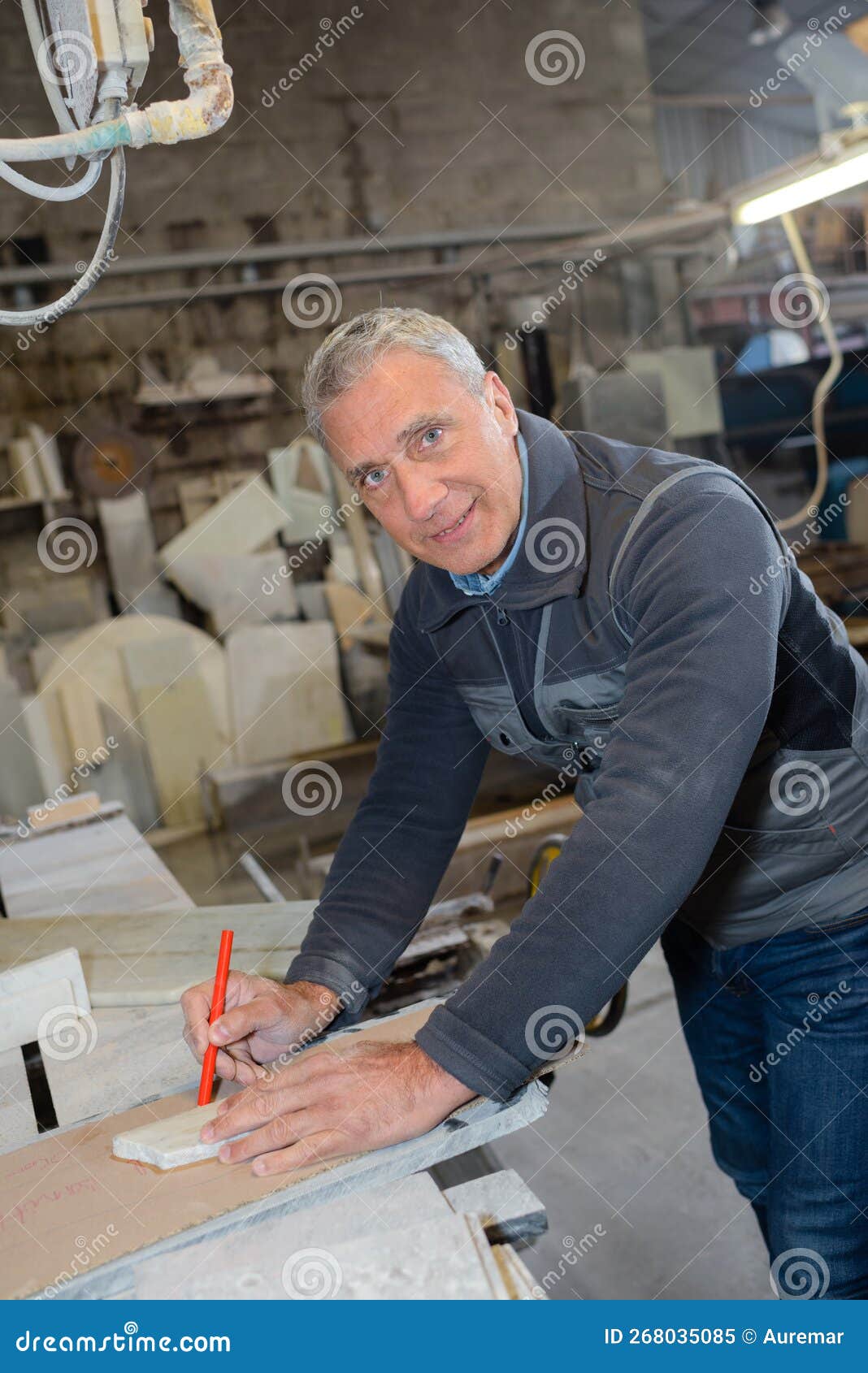 Artisanal Builder in Workshop Stock Image - Image of list, pose: 268035085