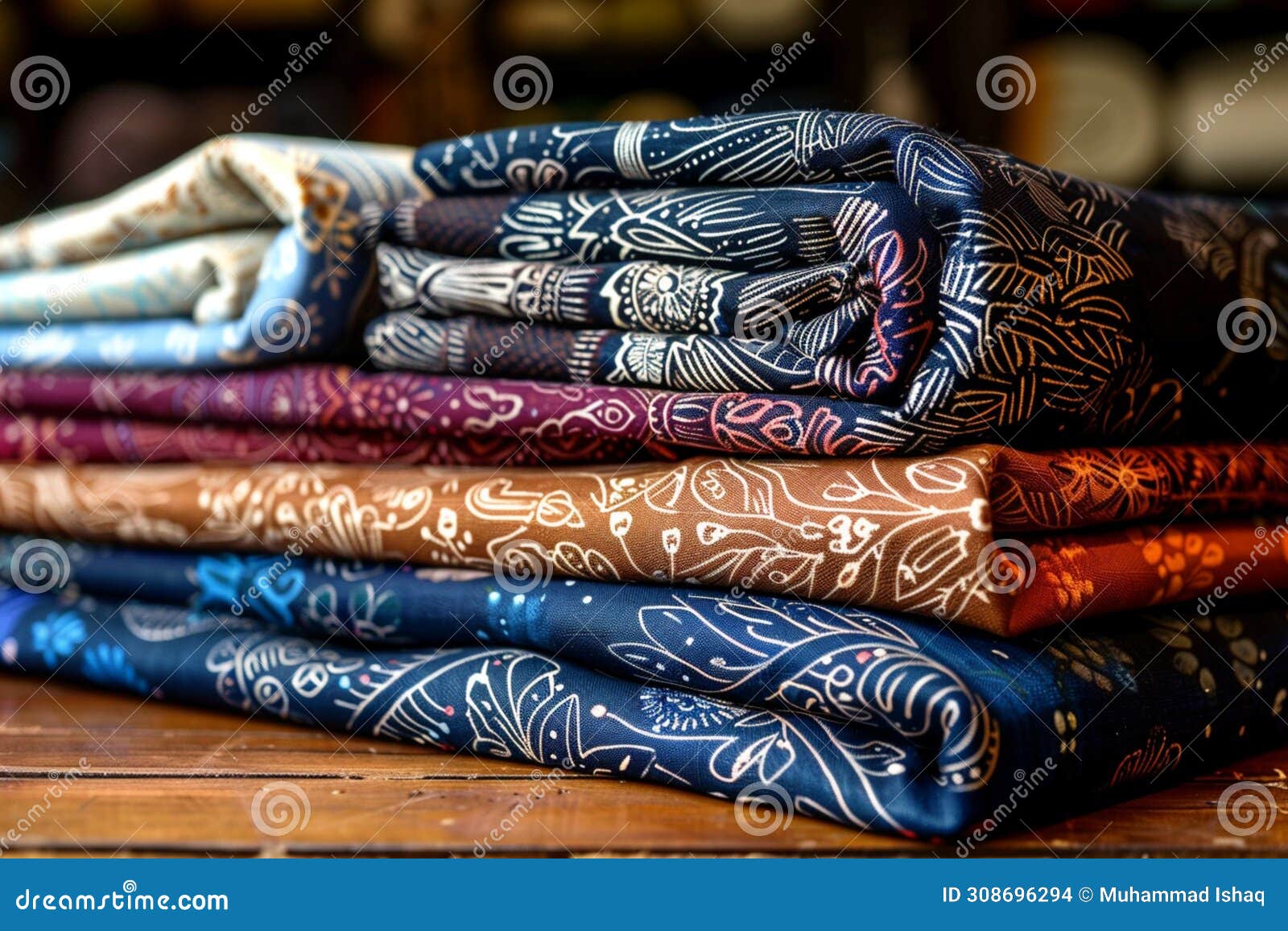 Artisanal Showcase Hand Drawn Patterns on Batik Fabric Highlight Creativity Stock Illustration ...