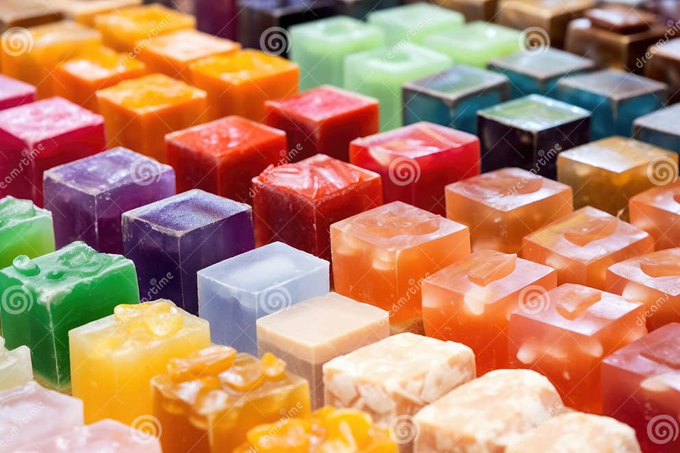 Artisanal Soaps in an Array of Colors and Shapes Stock Photo - Image of ...