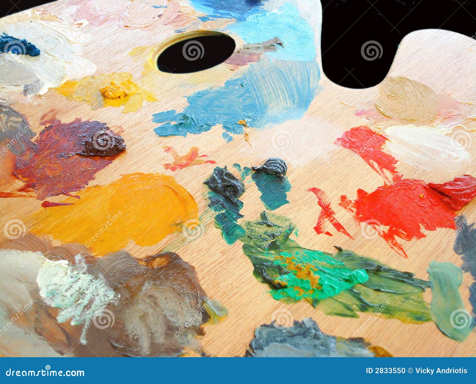Artistâ€™s palette in use stock photo. Image of gold, oils - 2833550