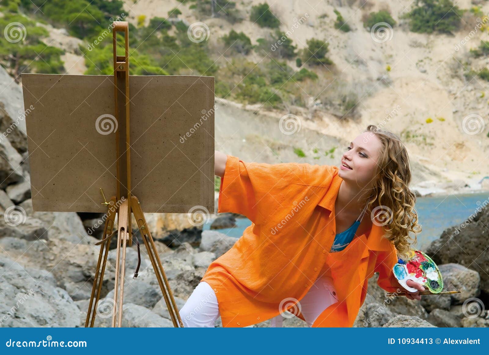 The artist stock image. Image of summer, brushes, nature - 10934413