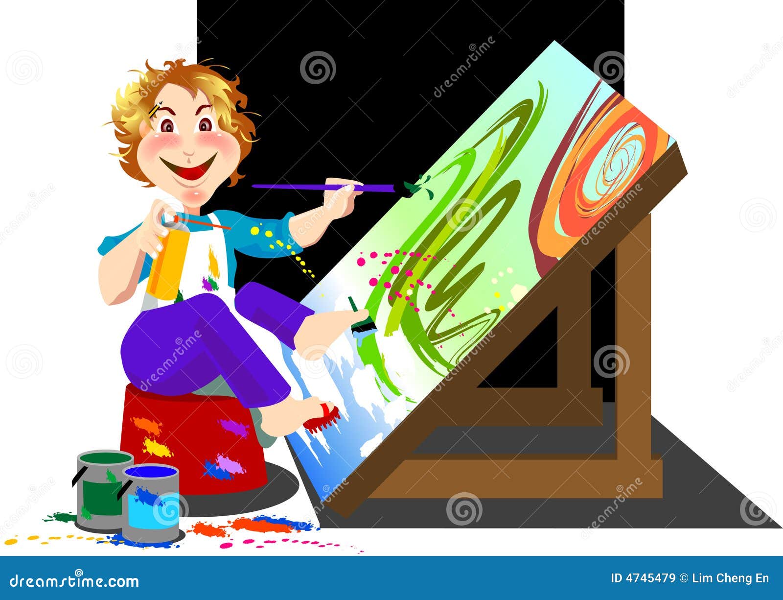 Artist stock vector. Illustration of color, sitting, cartoon - 4745479